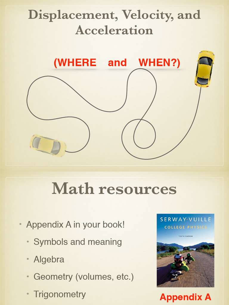 Displacement, Velocity, and Acceleration Guide | PDF | Euclidean Vector ...