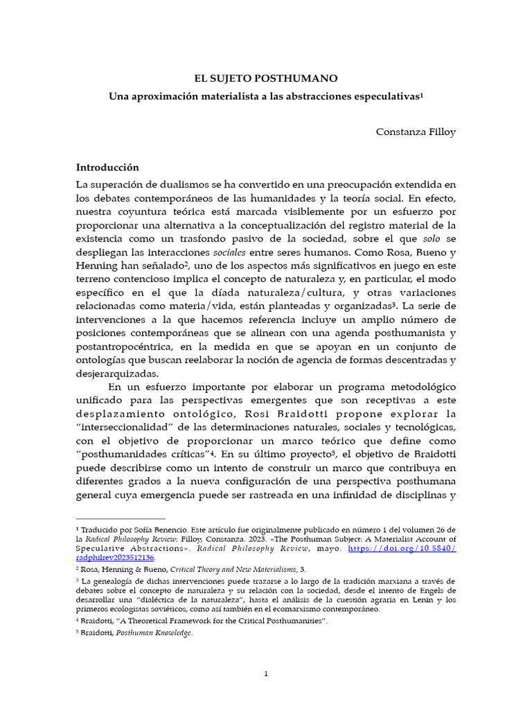 Filloy Posthumanismo | PDF | Ontología | Realidad