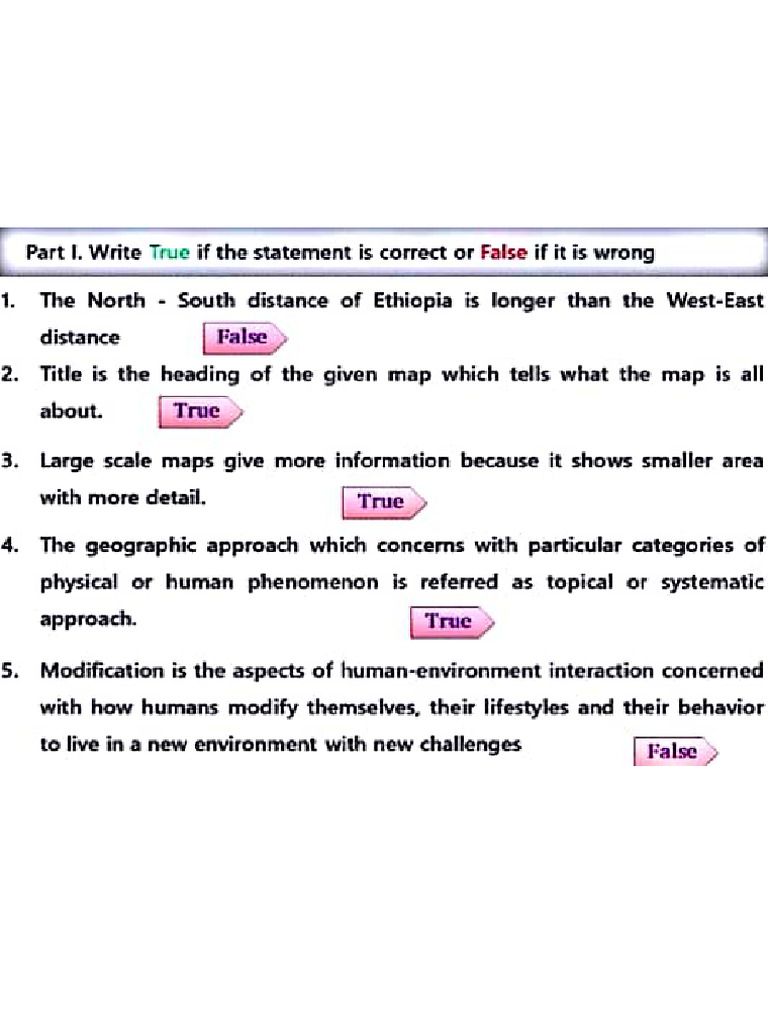 Freshman Geography Chapter One and Unit Two Question With Answers | PDF