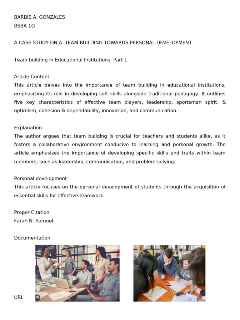 College Team Building Essentials | PDF | Team Building | Psychological ...