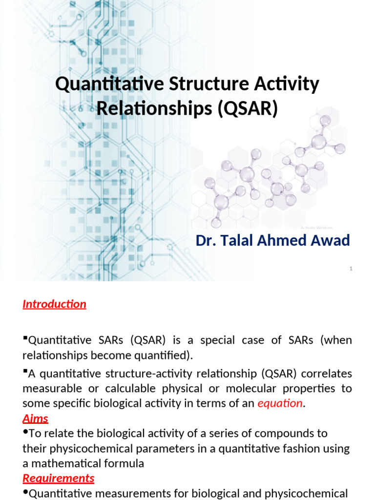 QSAR | PDF | Quantitative Structure–Activity Relationship | Physical ...