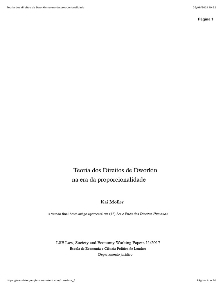 Dworkin e Proporcionalidade dos Direitos | PDF | Justiça | Crime e ...