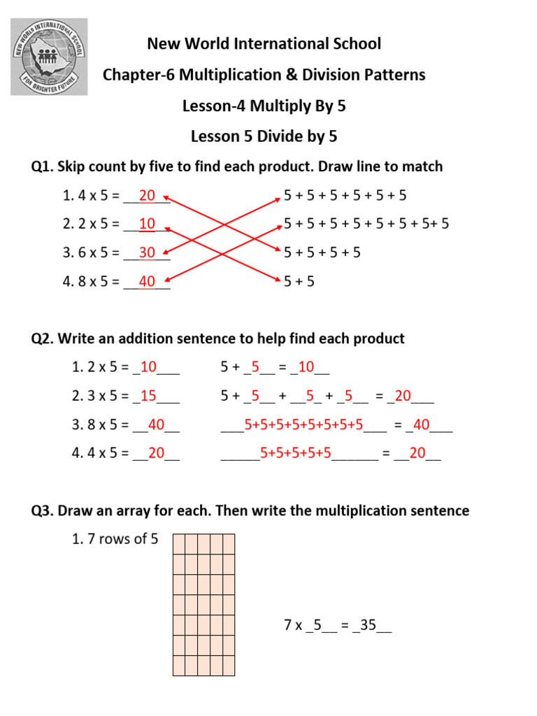 Multiplying and Dividing by 5 Worksheets | PDF