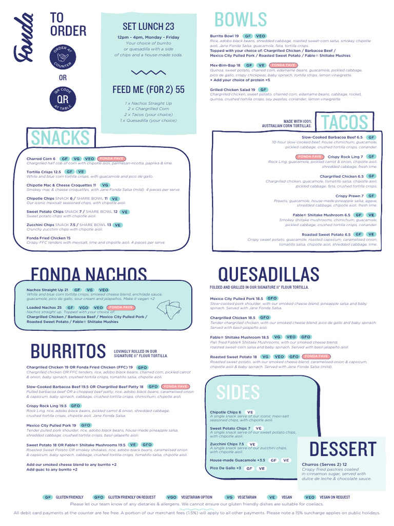 FONDA Menu - November2023 Web | PDF | Burrito | Potato Chip
