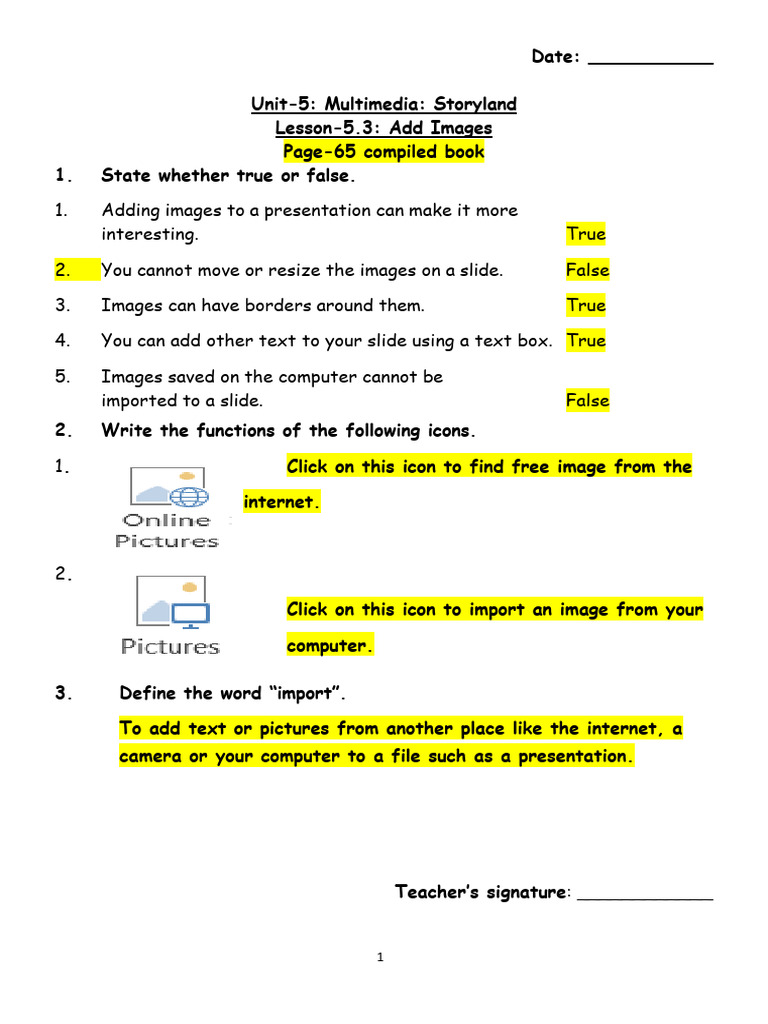 Unit-5 Lesson 5.3 and 5.4 Compiled Book Pages 65 and 66 | PDF
