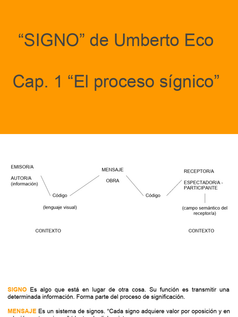 Signo Umberto Eco-Cap 1 El Proceso Signico | PDF | Lingüística | Comunicación humana