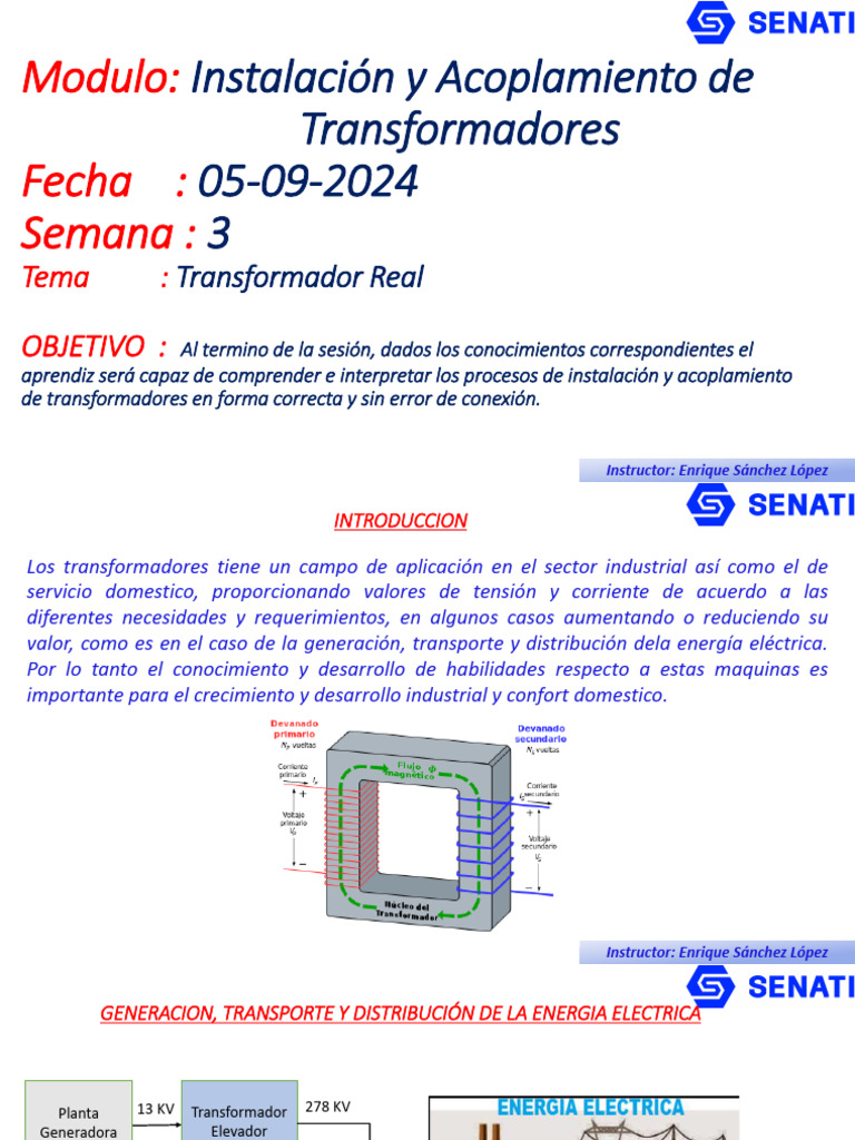 Semana 3 Transformador Real 2024-20 | PDF | Transformador | Ingeniería de Edificación