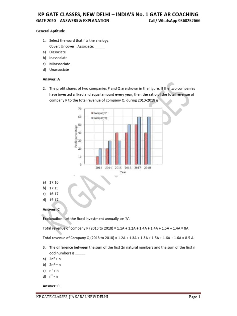 GATE 2020 Answers & Explanations Guide | PDF | Window | Reserve Bank Of ...