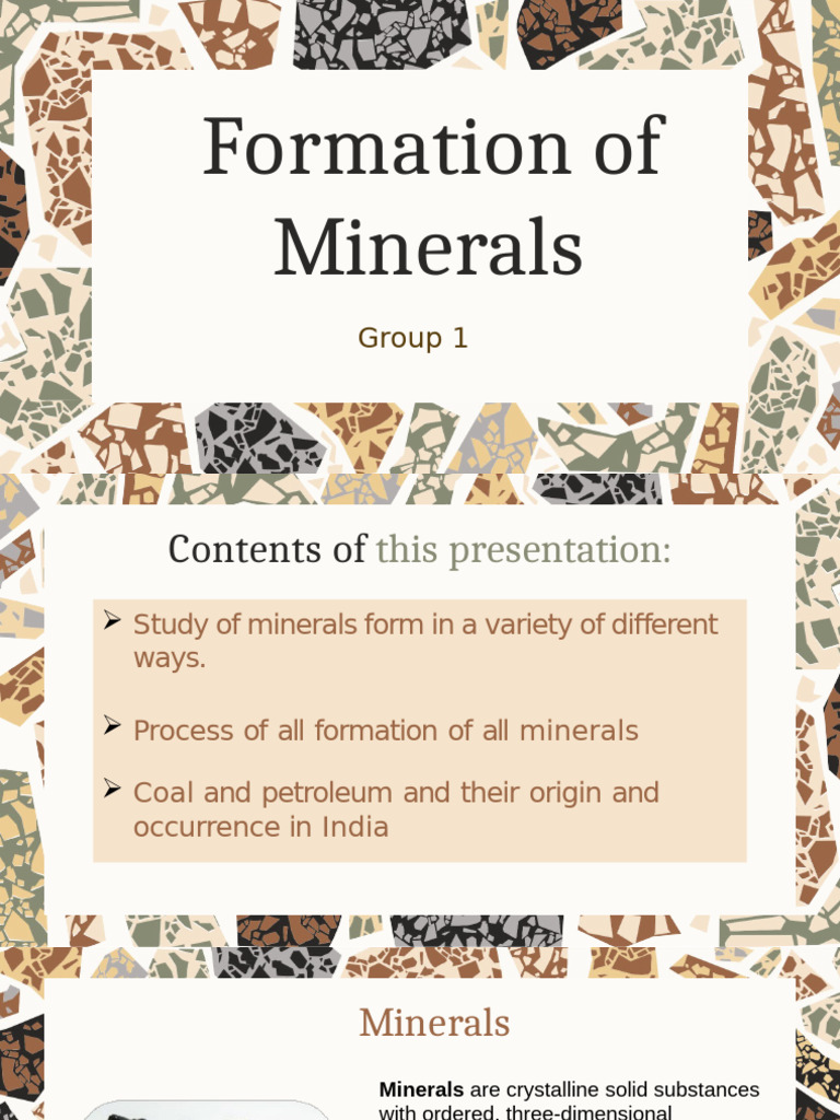 Formation of Mineral Group 1 | PDF | Minerals | Rock (Geology)