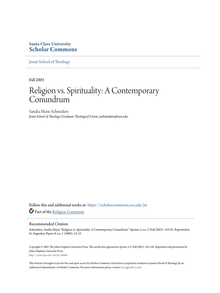 Religion vs. Spirituality - A Contemporary Conundrum | PDF ...