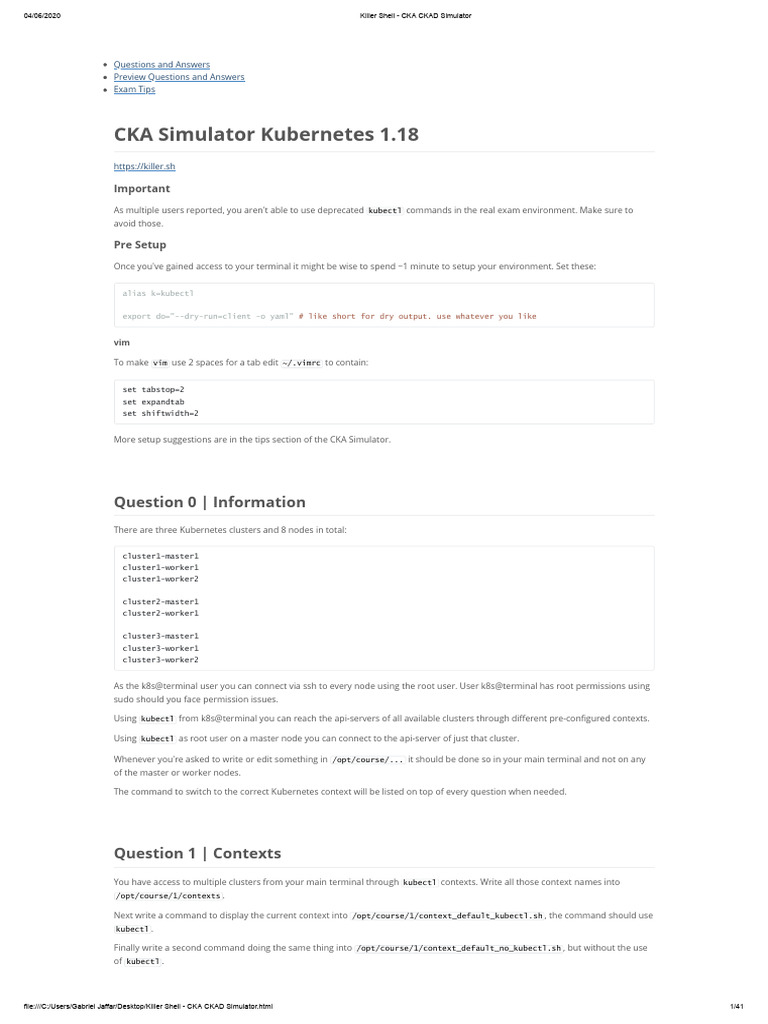 Killer Shell - CKA CKAD Simulator | PDF | Computing | Computer Science