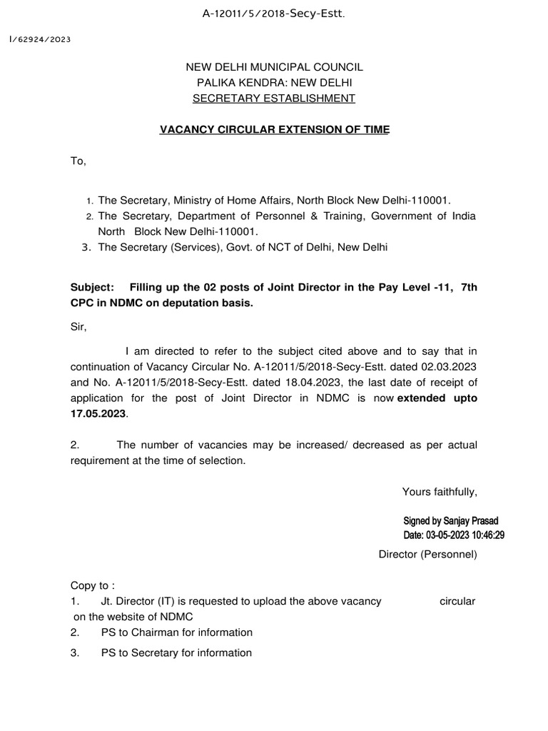 NDMC Deputation | PDF