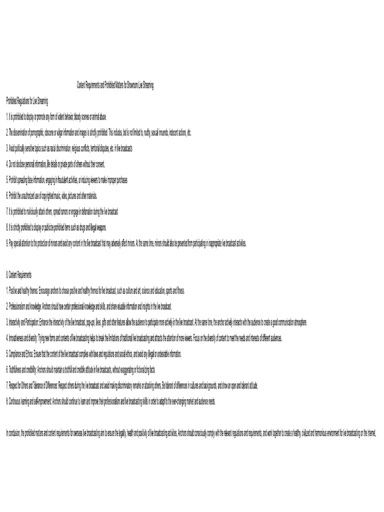 AMM-Content Requirements and Prohibited Matters For Showroom Live ...