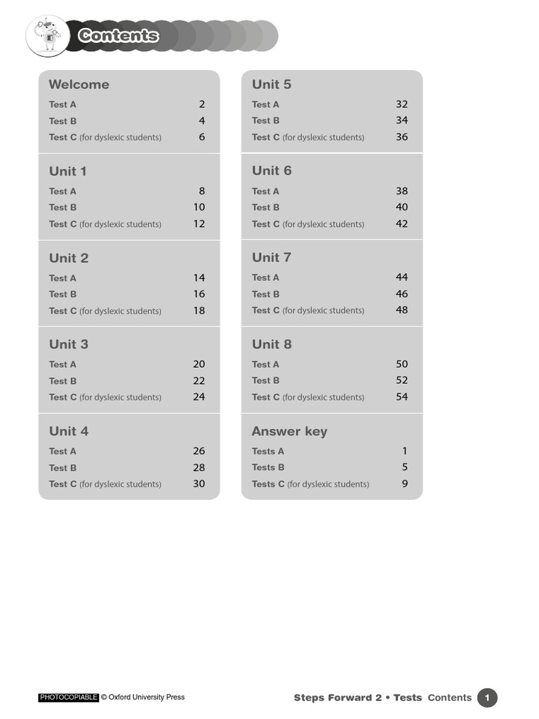 Steps Forward 2: Tests for Students | PDF | Lunch