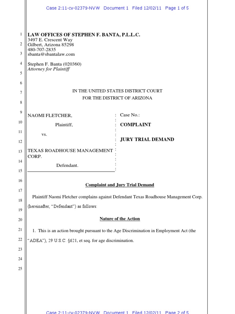 Age Discrimination Complaint | Venue (Law) | Equal Employment ...