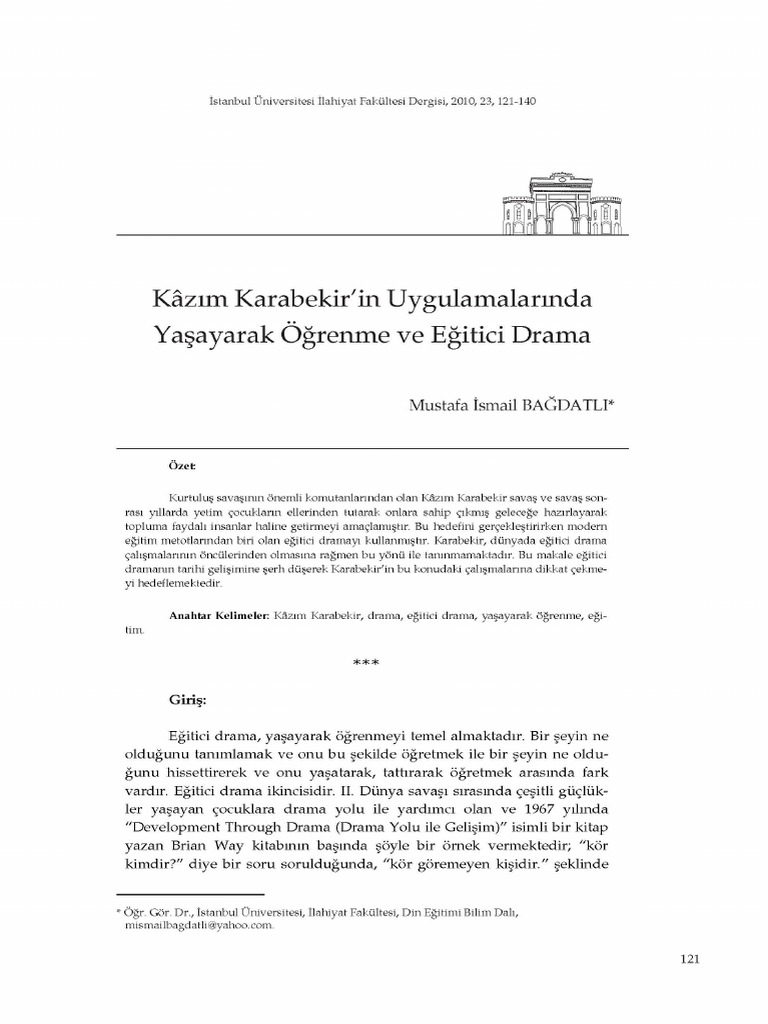 Kaz - M Karabekir'in Uygulamalar - Nda Ya - Ayarak - Renme Ve E - Itici Drama (#10865) - 10052 | PDF