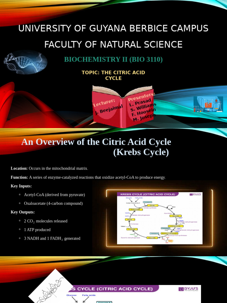 BIO 3110 PRESENTATION (Kreb Cycle) (Final) | PDF | Adenosine ...
