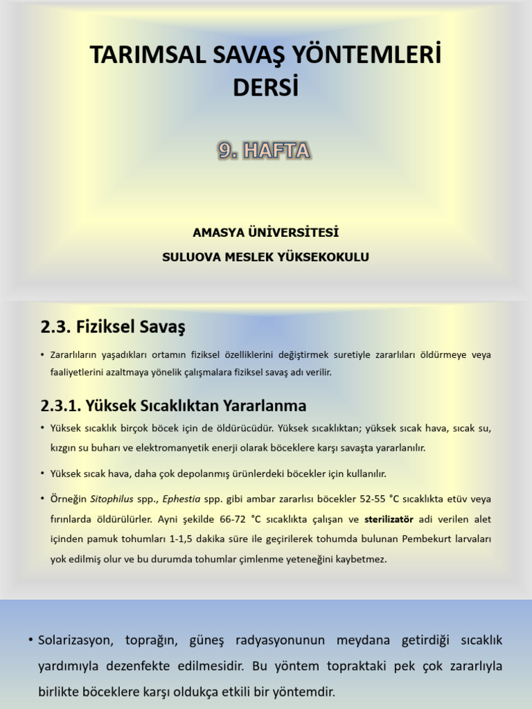 Tarimsal Savas Yondemleri 9 Hafta | PDF