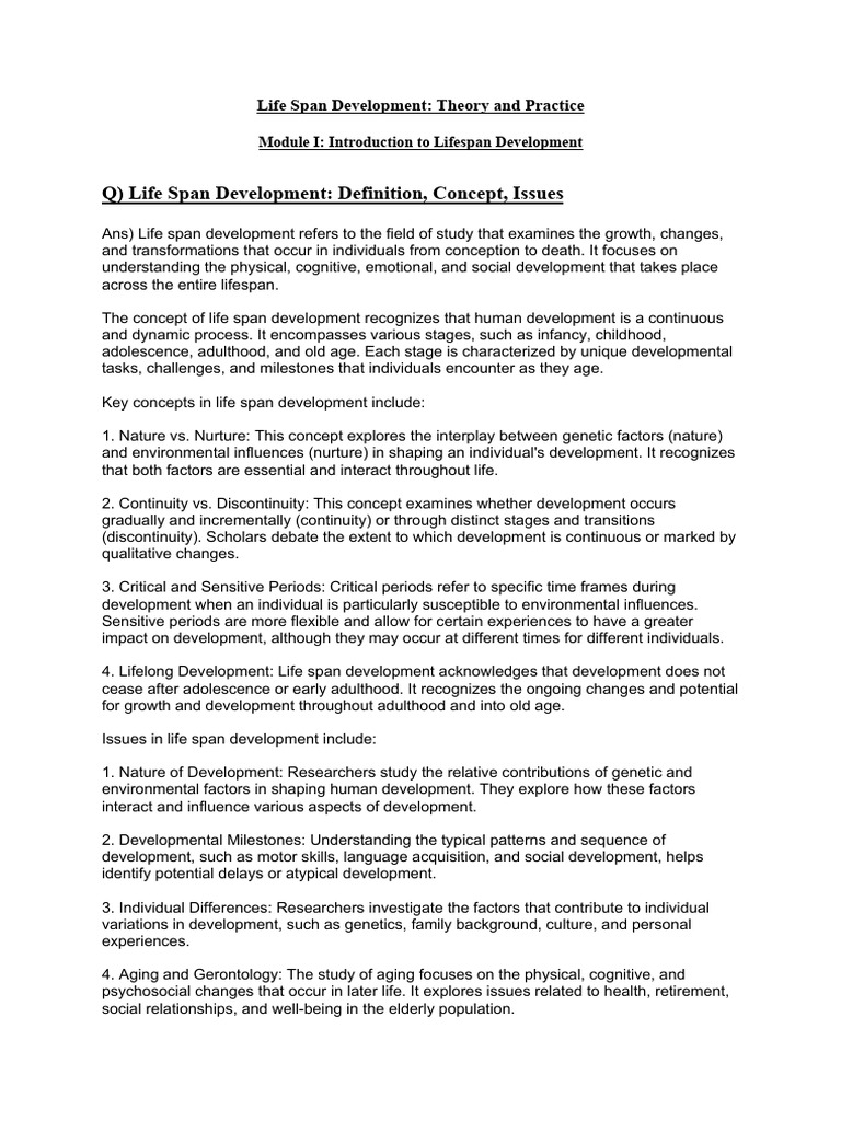 Life Span Development | PDF | Embryo | Developmental Psychology