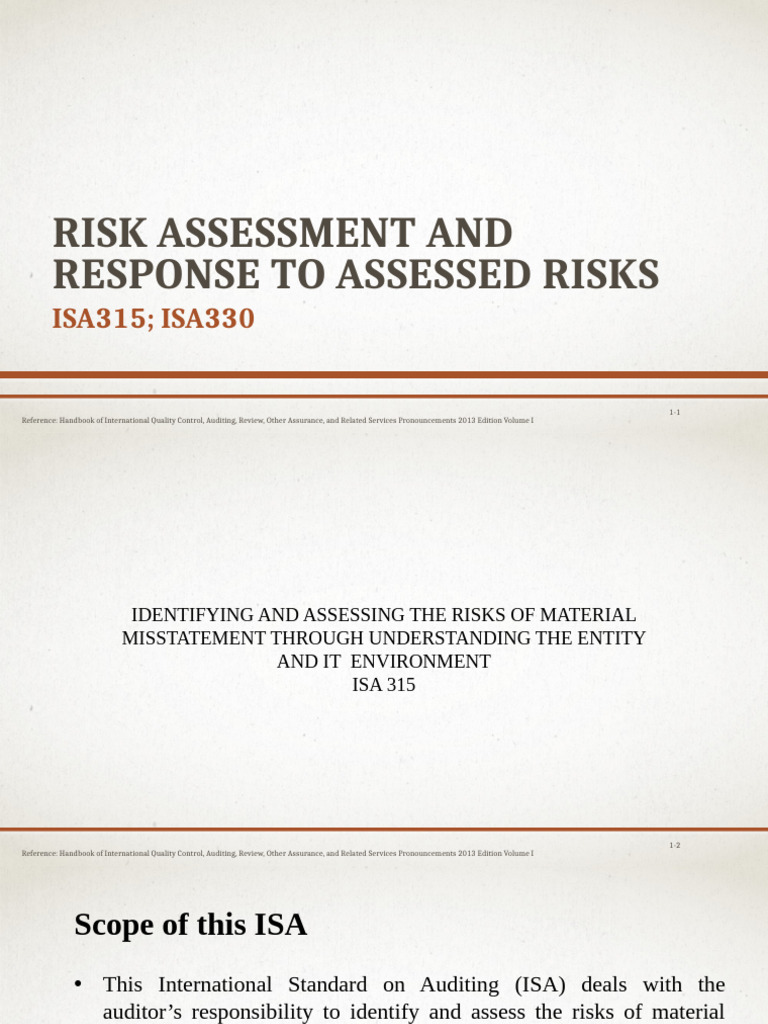 4- Risk Assessment and Response to Assessed Risks Isa315-330 | PDF ...