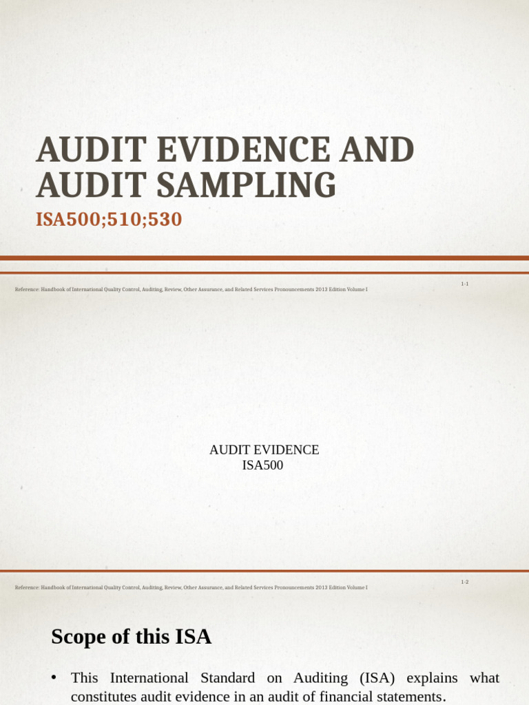 5 - Audit Evidence and and Audit Sampling Isa500-510-530 | PDF | Audit ...