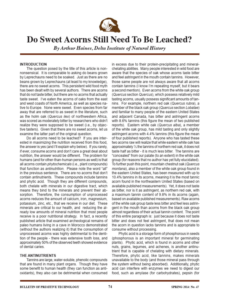 Do Sweet Acorns Still Need To Be Leached?: by Arthur Haines, Delta ...