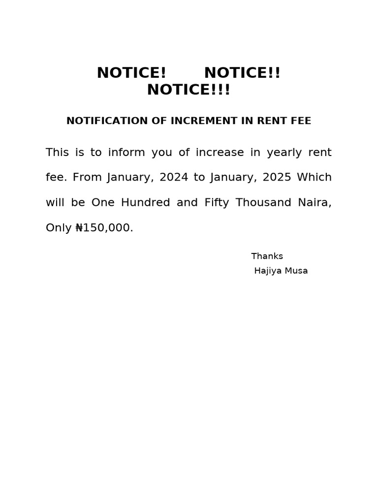 Increasement in Rent Fee - 014131 | PDF