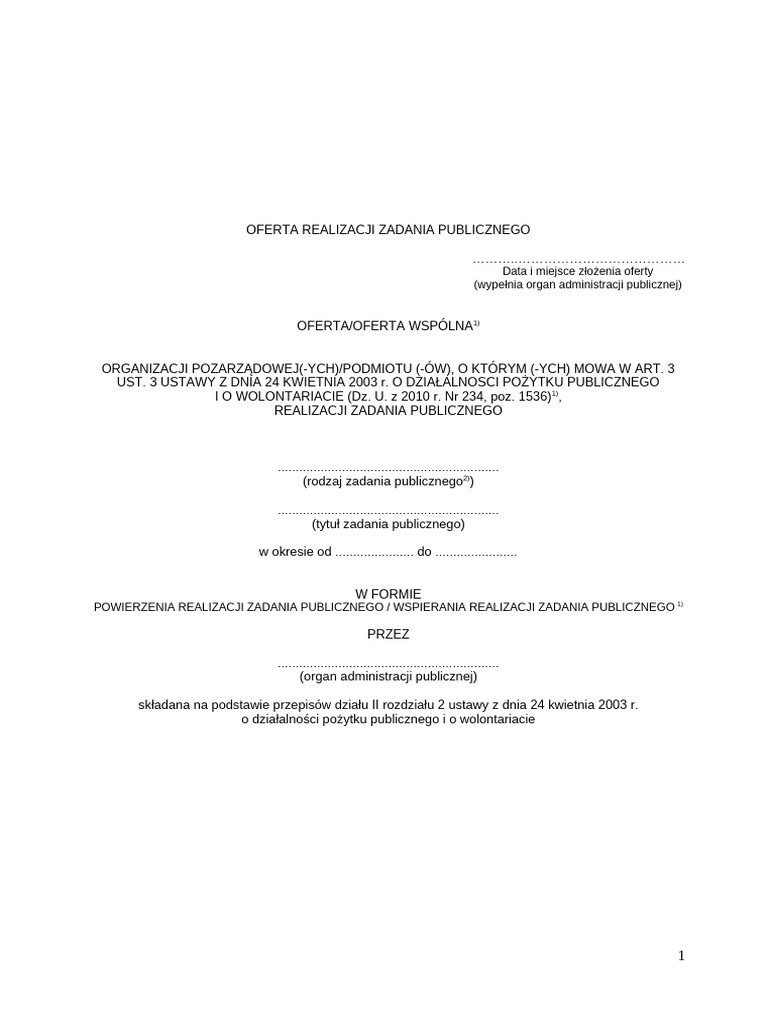 Wzór Formularza Oferty | PDF