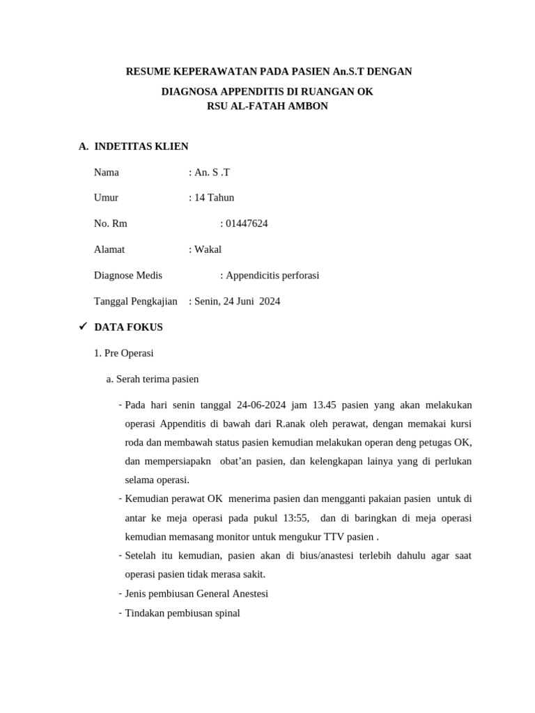 RESUME R.OK APPENDICITIS Seminar | PDF