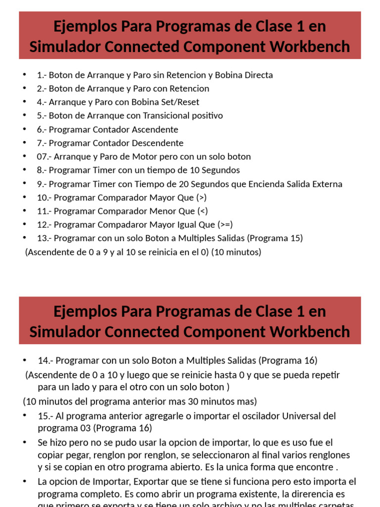 Ejemplos de Programas PLC en CCW | PDF | Poco