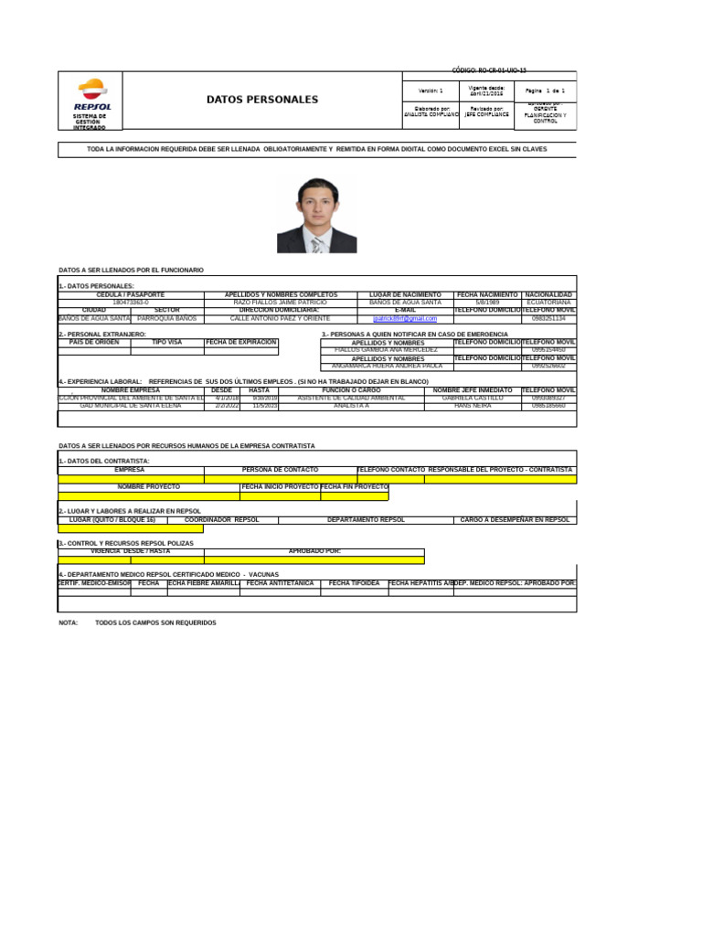 Formulario REPSOL - RAZO JAIME | PDF