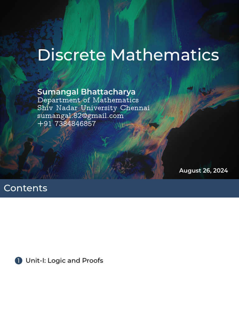 PPT Unit 1 Logic and Proofs | PDF | Graph Theory | Discrete Mathematics
