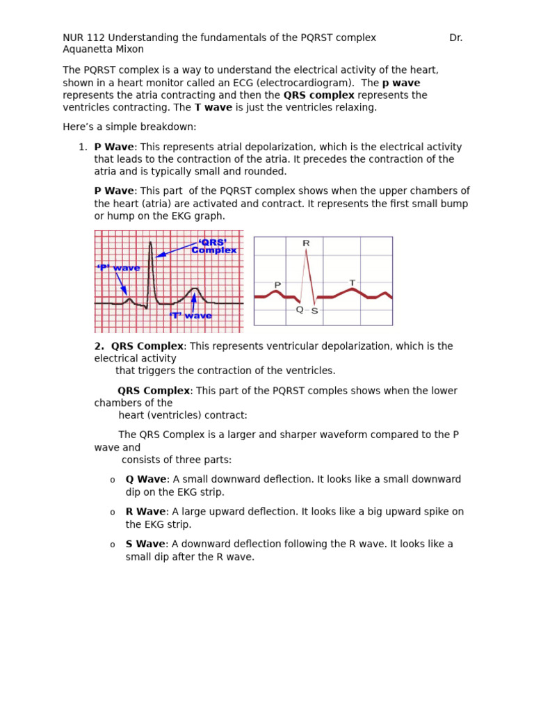 NUR 112 _The PQRST complex explained_AJM completed | PDF ...