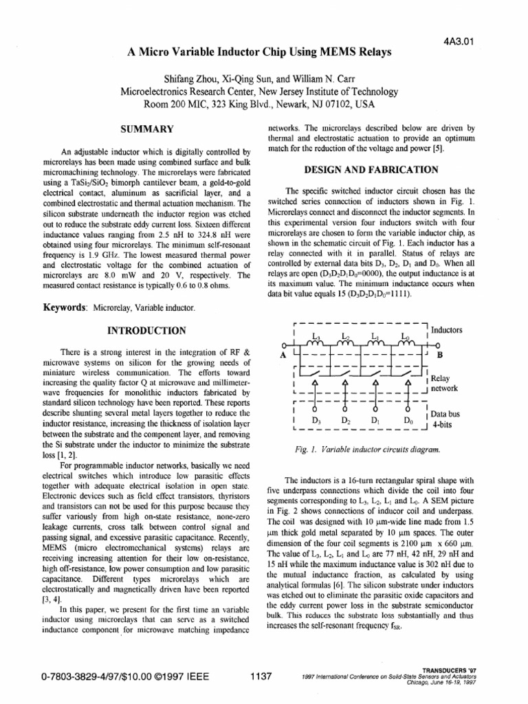 Micro-variable-inductor-chip-using-mems-relays | PDF | Inductor | Inductance