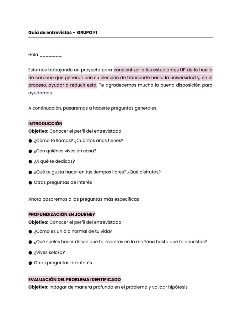 Modelo Guía de Entrevistas | PDF