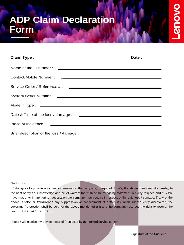 Lenovo ADP Claim Form | PDF
