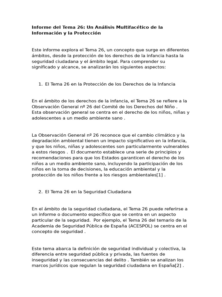 Tema 26, Un Análisis Multifacético de La Información y La Protección | PDF | Derechos de los ...