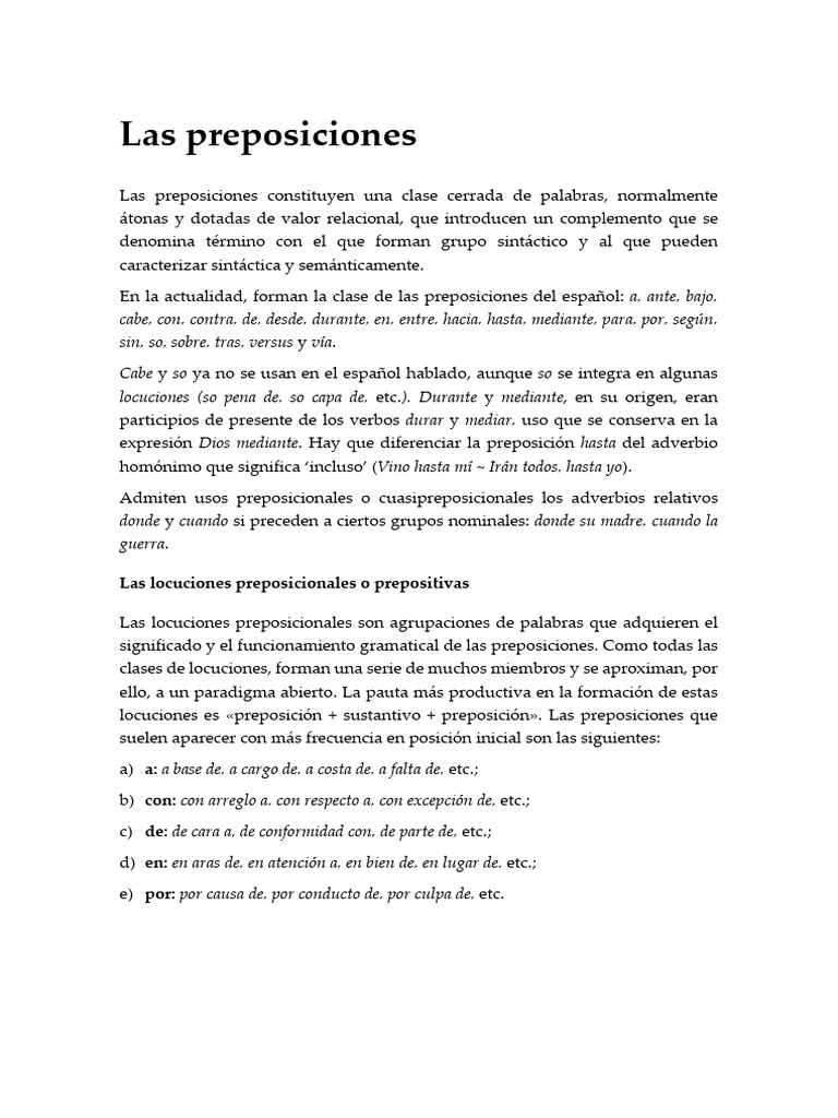 4.3 - Las Preposiciones | PDF
