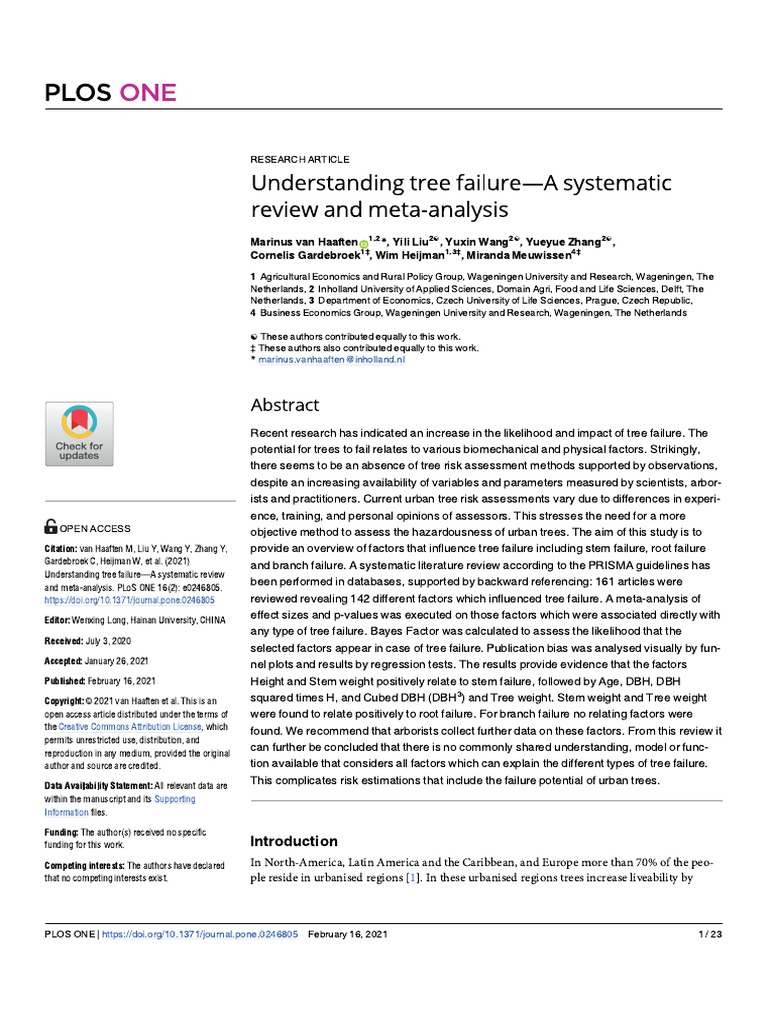 Understanding Tree Failure-A Systematic Review and Meta-Analysis | PDF