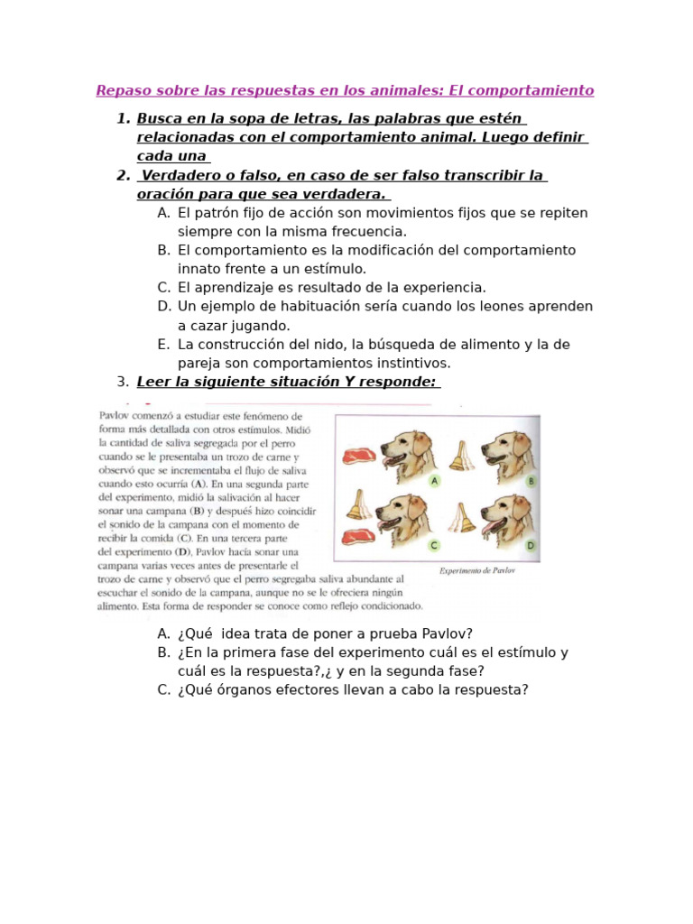 Repaso Comportamiento Animal 1 | PDF