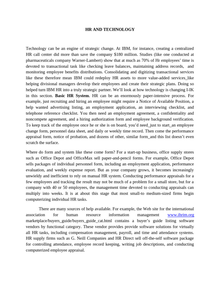 HR AND TECHNOLOGY | PDF | Information Technology | Computing