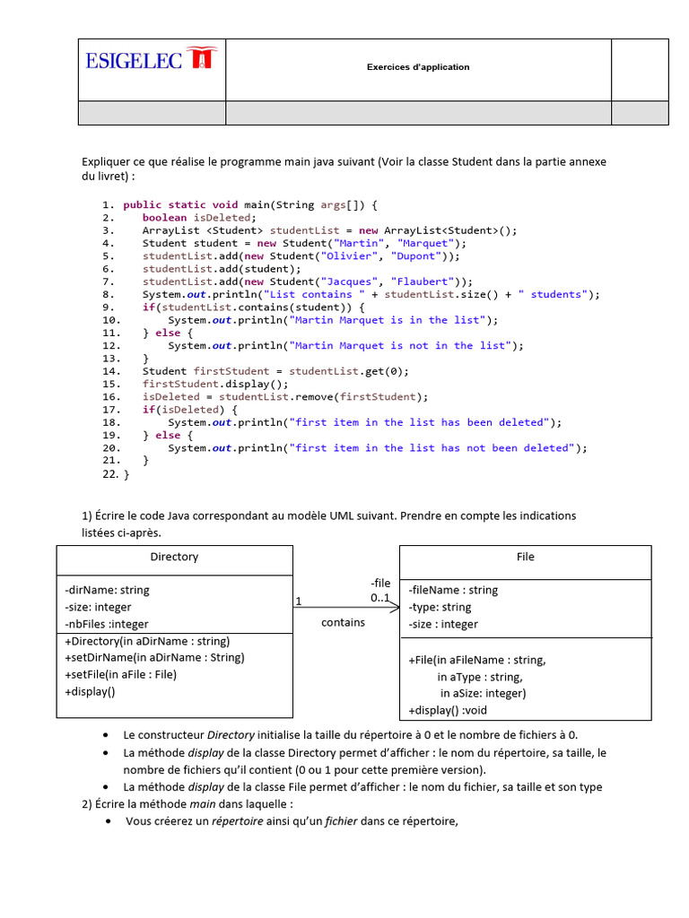 Exercices_APP6 | PDF | Java (Langage de programmation) | Répertoire (informatique)