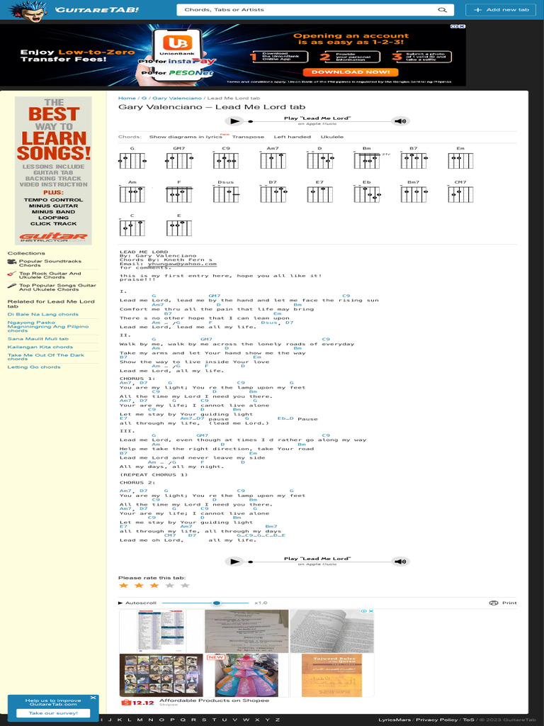 Lead Me Lord Tab With Lyrics by Gary Valenciano F | PDF