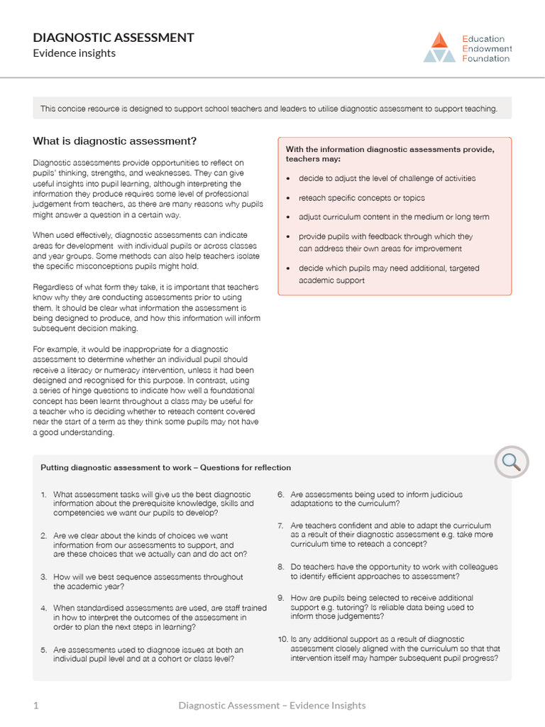 Effective Diagnostic Assessment Strategies | PDF | Educational ...