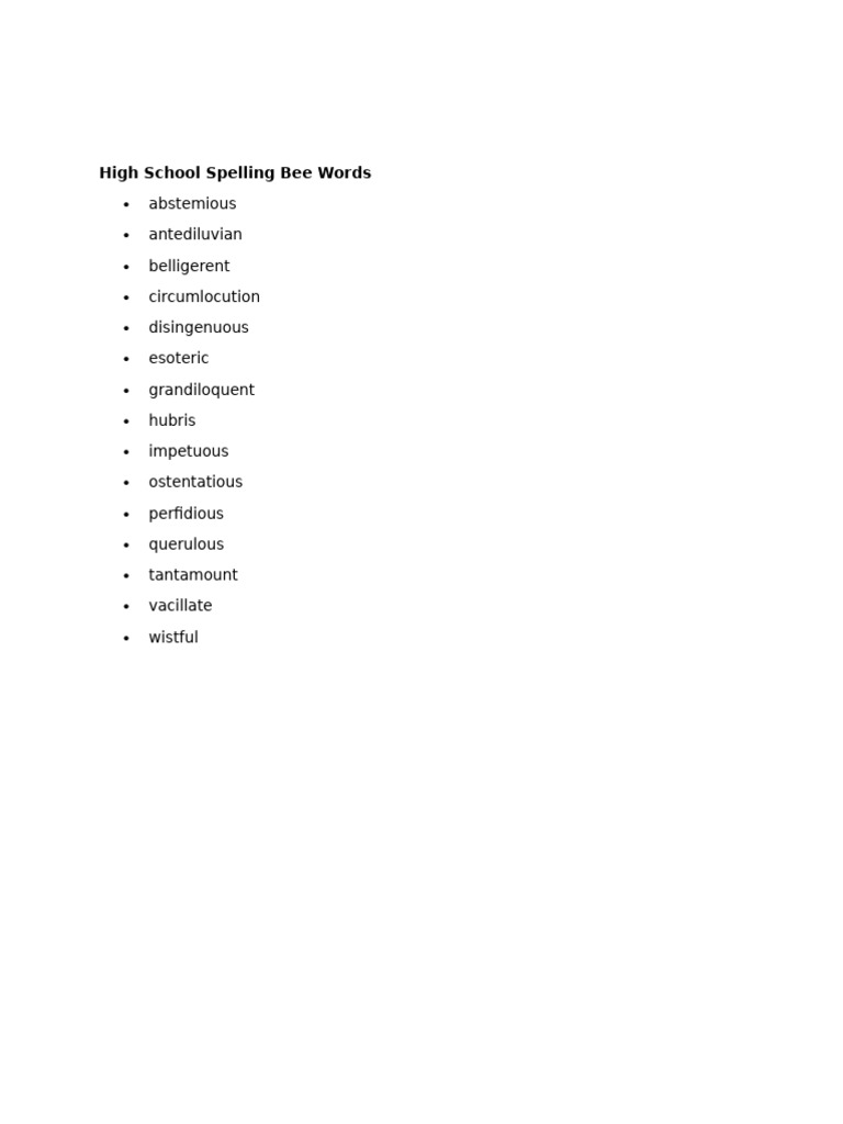 High School Spelling Bee Words | PDF