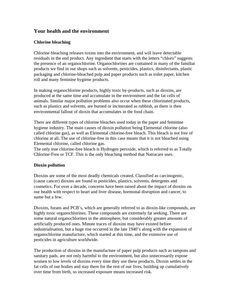 Your Health and The Environment | PDF | Bleach | Polychlorinated ...