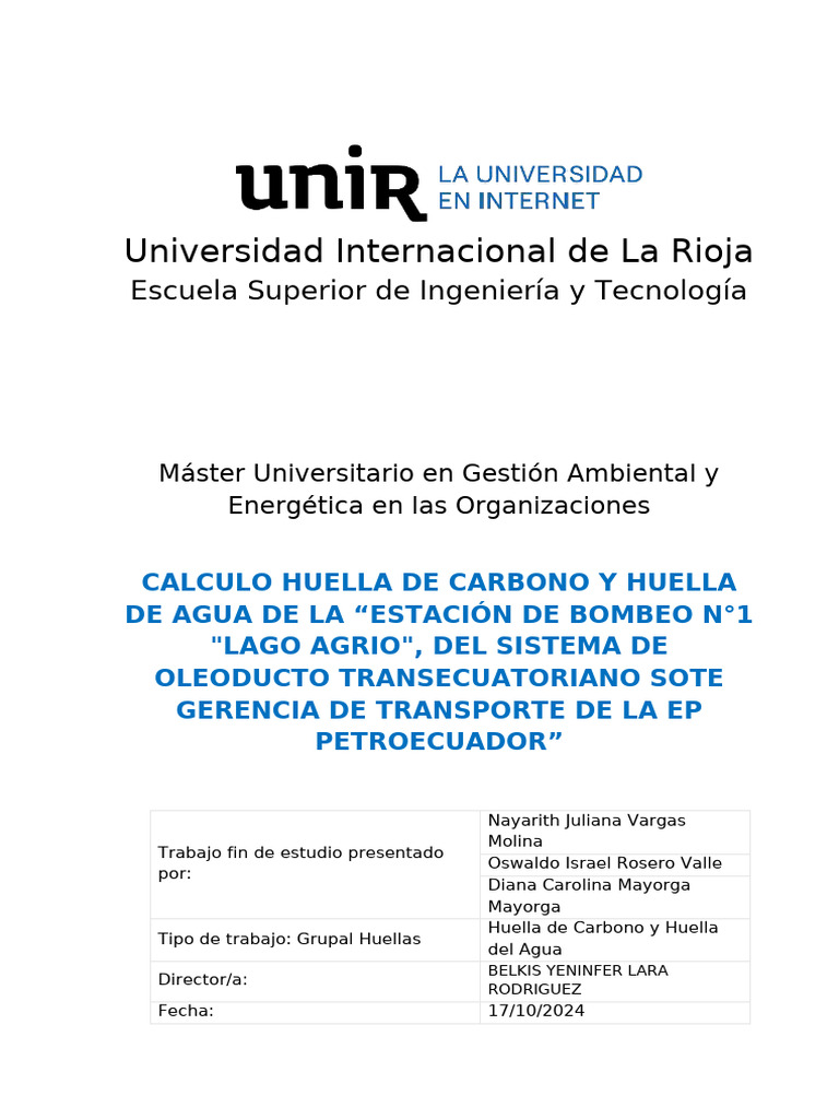 Cálculo de Huella de Carbono y Agua SOTE | PDF | Evaluación del ciclo ...