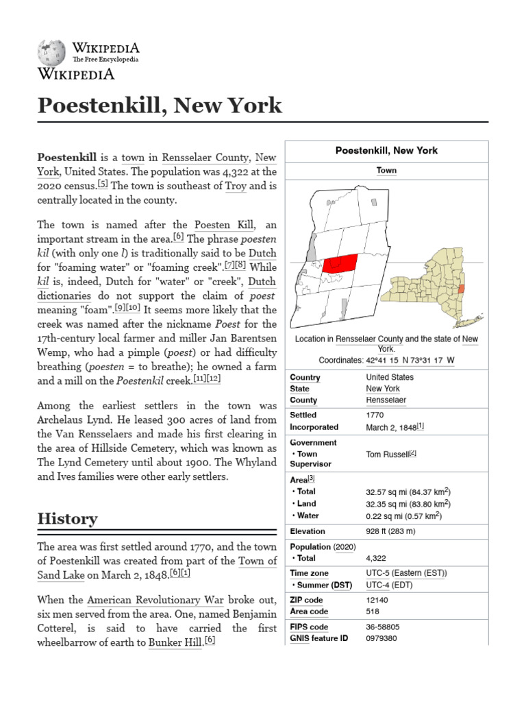Poestenkill, New York - Wikipedia | PDF