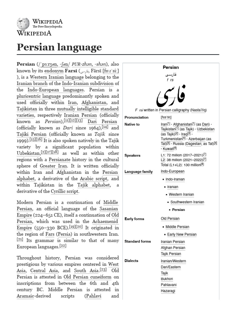 Persian | PDF | Persian Language | Iran Persian | PDF | Persian Language | Iran