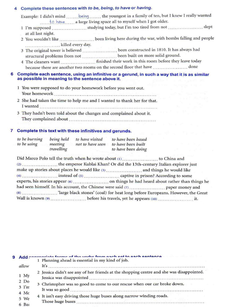 Infinitive Vs Ing Exercises | PDF